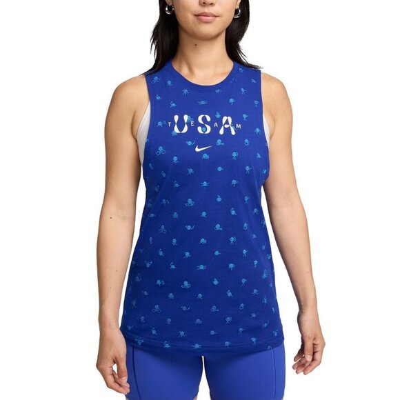 Nike | Tops | Womens Nike Blue Team Usa Icon Allover Print Muscle Tank ...